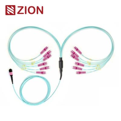 China 24F MTP OM3 Fiber Optic MTP-LC 2.0mm Straight Harness Cable for High-Density Data Center Applications for sale