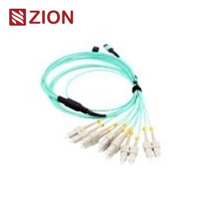 China 12F MTP OM3 Fiber Optic MTP-LC 2.0mm Straight Harness Cable for 40G QSFP+ PLR4 for sale