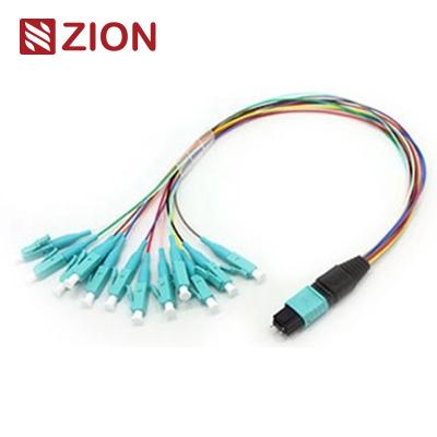 China 12 Fibers MPO-LC Fan-out Patch Cable with 0.9mm Diameter and 30-35cm Length for High-Density Data Centers for sale
