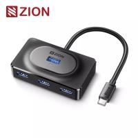 China Type-C 3.0 Square 4-Port Hub Black High Speed USB-C Hub for Expanding Connectivity with Modern Design for sale