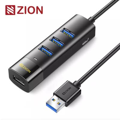 China USB 3.0 Rectangular 4-Port Hub  Black High-Speed USB Hub for Expanding Connectivity with Stylish Design for sale