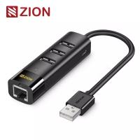 China USB2.0/100Mbps Ethernet Adapter + 3 Port USB 2.0 Hub Black Expand Connectivity with Speed and Convenience for sale