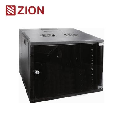 China ZWS-C Double Section Wall Cabinet with Tempered Glass Door and Steel Frame for Network Equipment for sale