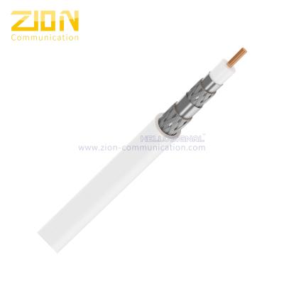 China 14 AWG CCS Conductor RG11 Quad Shield Coaxial Cable with CMR Rated PVC Jacket for CATV for sale