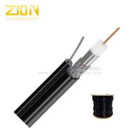 China Outdoor RG6 Quad Shield Coaxial Cable with Steel Messenger CM Rated PVC Jakcet for sale