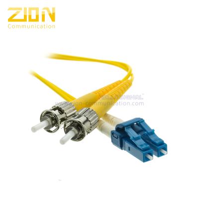 China 3.0mm PVC Jacket ST to LC Duplex Singlemode G.652D Fiber Optic Patch Cord in Yellow for sale