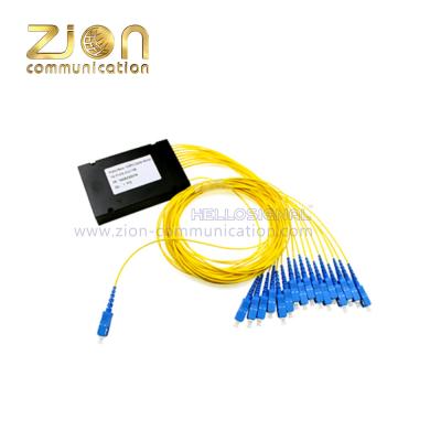 China 1x4/8/16 PLC Fiber Optic Splitter in ABS Box with SC/LC/FC/ST Connectors and UPC/APC Options for sale