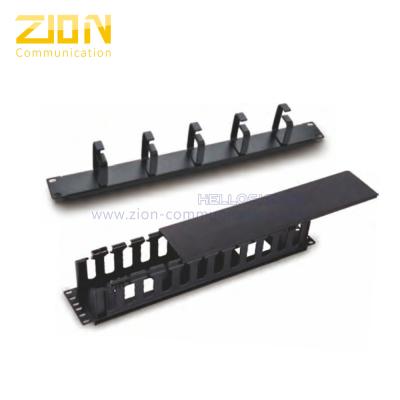China 1U/2U Capacity Cable Manager with SPCC Cold Rolled Steel and Black Color for Rack Cable Management in Data Centers for sale