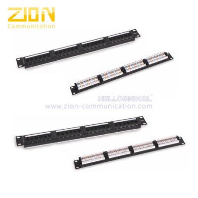 China Cat5e/Cat6 Compatible Patch Panel with 12/24/48 Ports and Dual IDC Contacts for Rack Mount Data Center for sale