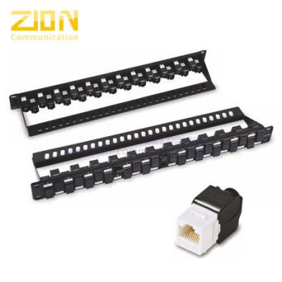 China 24 Ports Cat6A UTP Patch Panel 1U Rackmount Data Center Accessory for Network Racks for sale