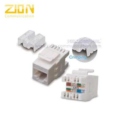 China UTP RJ45 180 Degree Keystone Jack with IDC Contacts for 200 Reterminations and PC/ABS Cover for sale
