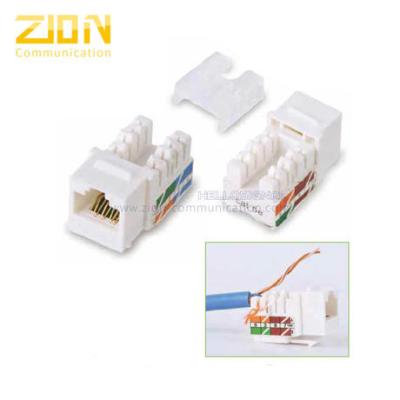 China UTP RJ45 90 Degree Keystone Jack with IDC Contacts for 200 Reterminations and PC/ABS Cover for sale