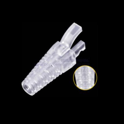 China Slimline Clear Modular Plug Boot with Pull-tab Compatibility for Cat6A and Cat5e Connectors for sale
