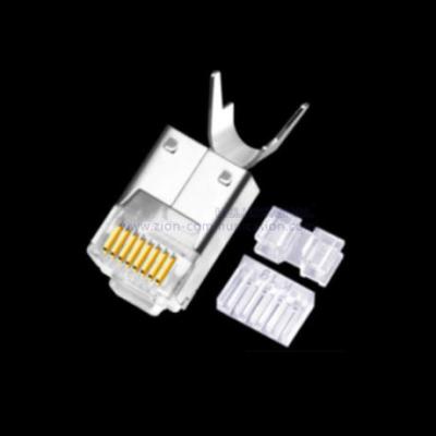 China Shielded CAT6 Plug 8P8C RJ45 Connector with Fix Tail Clamp Modular Plug for sale