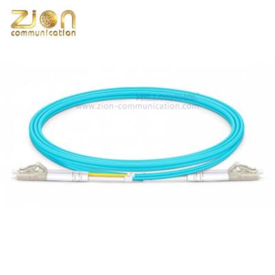 China LC/UPC to LC/UPC Duplex OM4 Multimode Fiber Optic Patch Cord with PVC Jacket for sale