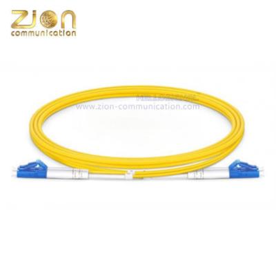 China LC UPC to LC UPC Duplex G.652.D Single Mode Fiber Optic Patch Cord with 2m Length PVC Jacket for sale