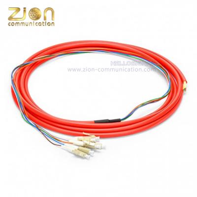China OM1 Multimode LC UPC Patch Cord with 12 Fibers Bunch and PVC Jacket FOPT Fiber Jumper for sale