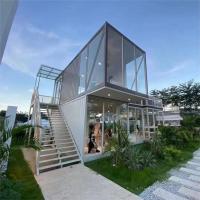 China Courtyard Prefab Detachable Coffee Shop Restaurant Luxury Bar Led Flat Pack Container House for sale