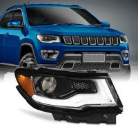 China For 2017-2021 Jeep Compass Halogen or HID/Xenon LED Tube DRL Projector Car Headlight for sale