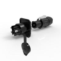 China Ip65 3 Pin Female Waterproof Power Connector Black Output Outdoor Powercon for sale