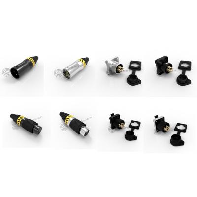 China Waterproof 5 Pin XLR Connector IP65 Male Female Socket Connector IP65 Waterproof 3 Pin XLR Connector Male Female Plug for sale
