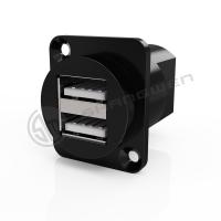 China Ip65 Waterproof USB Connector Panel Mount Double Port 4 Pin Data Cable Connector for sale