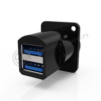 China Double Port Panel Mount Connector Waterproof 9 Pin Shielded USB Connector for sale
