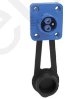 China 10A Solder Overmolded M19 Connector 3pin Blue Aluminum Alloy Shell Nylon PA66 for sale