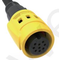 China M19 Connector 9pin Yellow 5A Solder Overmolded Aluminum Alloy Shell Nylon IP67 for sale