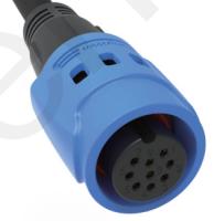 China M19 Connector 9pin Blue 5A Solder Overmolded Aluminum Alloy Shell Nylon IP67 for sale