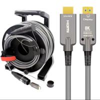 China Armored Optical Fiber HDMI2.0 HD Cable Drum 4K 60Hz TPU Covered Cable For Audio Video TV With Protect Shell Cable Reel for sale