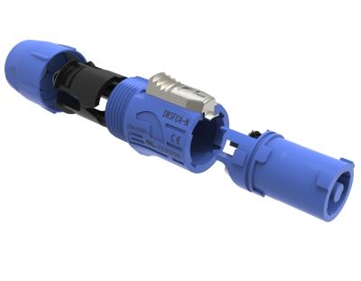 China Indoor Use IP44 Triple Core Male Powercon Connector 3 Pin Audio Video Input Port Lockable Speakon Plug 20A 250V AC Blue for sale