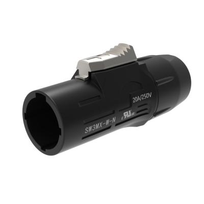 China Sealed IP65 Waterproof Power Connector 3 Conductor Male Plug Powercon for sale