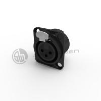 China Outdoor D-Size Flange 3 Pin Xlr Connector 3PIN Female Socket for IP65 Black Outdoor Connector for D Mounting 3PIN XlR Connector for sale