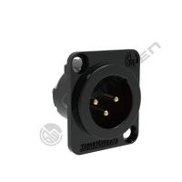 China Indoor Panel Mount Chassis Microphone Mini XLR Audio Connector 3-Pin Male Socket Made of Zinc Alloy IP44 Rated D-Type Shape for sale