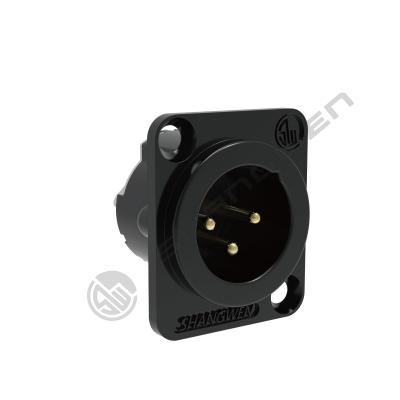 China Indoor Panel Mount Chassis Microphone Mini XLR Audio Connector 3-Pin Male Socket Made of Zinc Alloy IP44 Rated D-Type Shape for sale