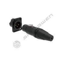 China Indoor Panel Mount Chassis Microphone Mini XLR Audio Connector 3-Pin Male Socket Made of Zinc Alloy IP44 Rated D-Type Shape for sale