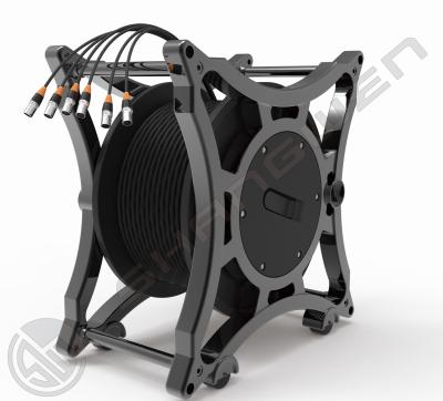 China 4x16A Multi-Channel Industrial Electric Signal Sockets with 6 Channels and CAT6 SF/UTP Network Cord Retractable Cable Reel for sale