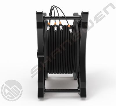 China Multi-Channel Cable 4 Channel 4x16A Signal Sockets Industrial Electric CAT6 SF/UTP Network Cord Retractable Reel Cable Drum for sale