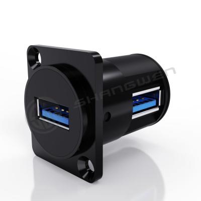 China 90 Degree Black Shell Audio Video Connectors 9 Pin Shielded RJ45 Female Straight XLR Socket for Data Cable & USB Connector for sale