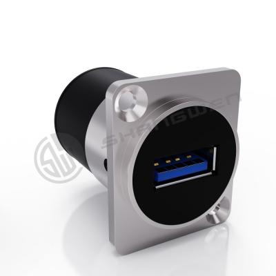 China USB 3.0 Black Dustproof 9-Pin Audio Video Connection Male Female Connector Panel Mounting D-Type Metal Female Socket for sale