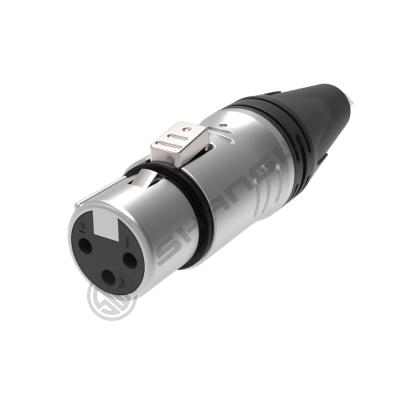 China 10A Rated Silver-Plated Female 3-Pin XLR Connector Waterproof Copper Contacts Factory DMX Thread Coupling Shell for Power for sale