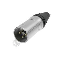 China Audio Video Equipment 10A Rated XLR Male Connector with Waterproof Silver-Plated Contacts and DMX Thread Coupling Shell for sale
