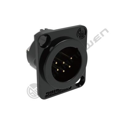 China Black IP40 Indoor Protection 6-Pole Plug Socket Male Audio Video Connectors 6-Pin XLR Black Shell Audio Connectors for sale
