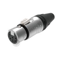 China 6-Pin XLR Audio Video Connectors Indoor Protected 6-Pole Female Male Plug in Black Silver with 7.5A Rated Current for sale