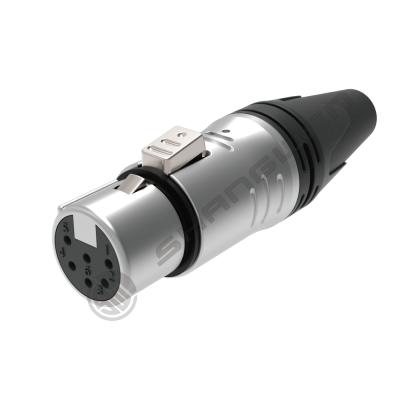 China 6-Pin XLR Audio Video Connectors Indoor Protected 6-Pole Female Male Plug in Black Silver with 7.5A Rated Current for sale