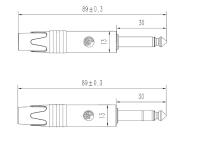 China Metal 6.35 mm Jack Plug Through Hole Audio Jack Connector 2 Contact Jack Connector 6.35 mm Cable Mount Stereo Plug 2 Pole for sale