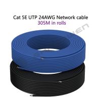 China Cat5E 24awg UTP 24awg 4 Pair Cat5e Lan Cable OEM Bare Copper Wire UTP Ethernet Cable for sale
