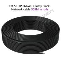 China 26awg Black UTP Cat5e Network Cable Patch Cord 4 Pairs Cat5e LAN Cable for sale