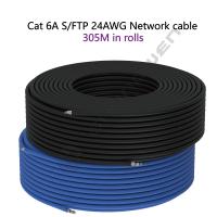 China Blue Rj45 CAT6A SFTP  Ethernet  Network Cable Internet 4pair CE UL multiple copper twist 100% oxygen-free copper Black CAT6A for sale